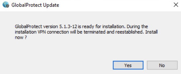 Global Protect Update message