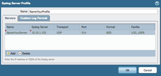 Palo Alto Firewall- Syslog Configuration - Seceon Public Portal - Seceon