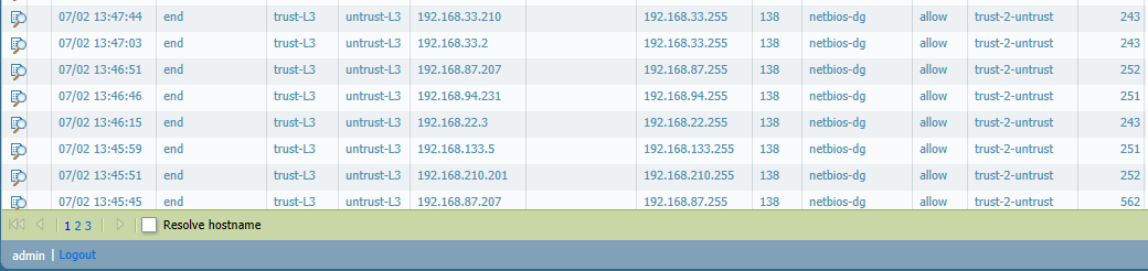 Traffic logs, as shown below: