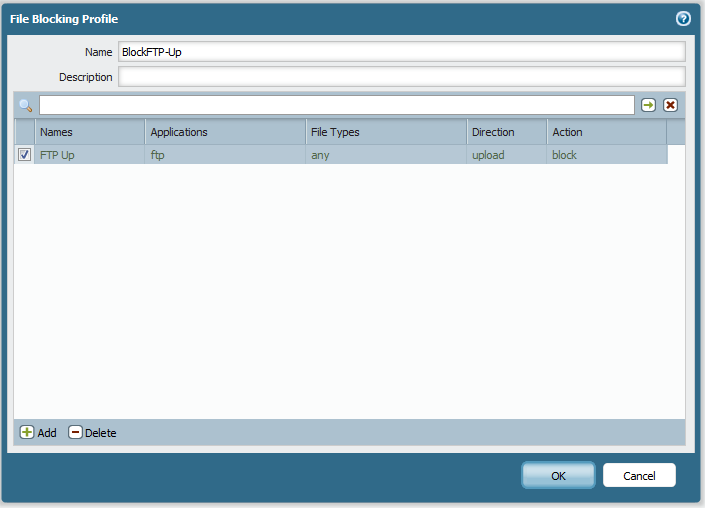 After completing the File Blocking Profile, apply it to the security policy you expect clients ...