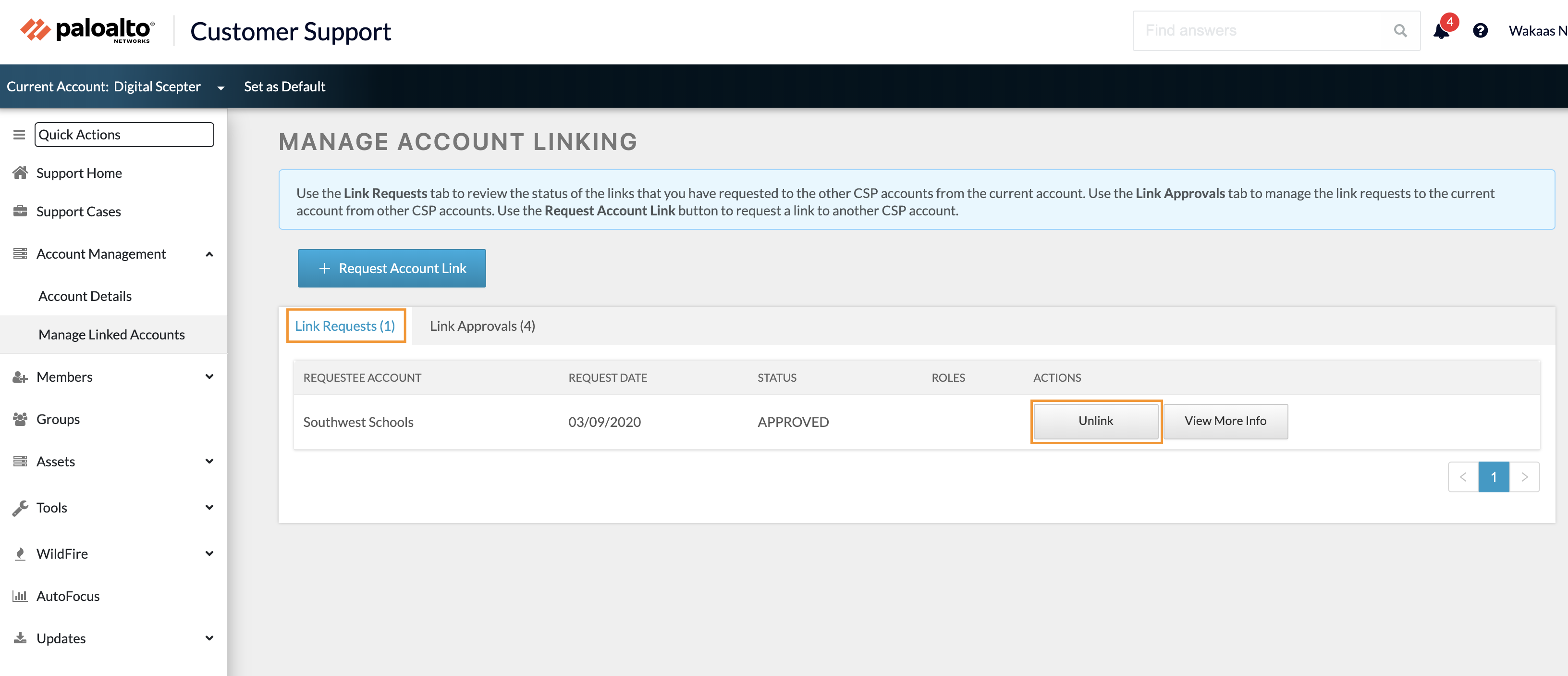 stopping link requests from the manage account linking, link requests ...