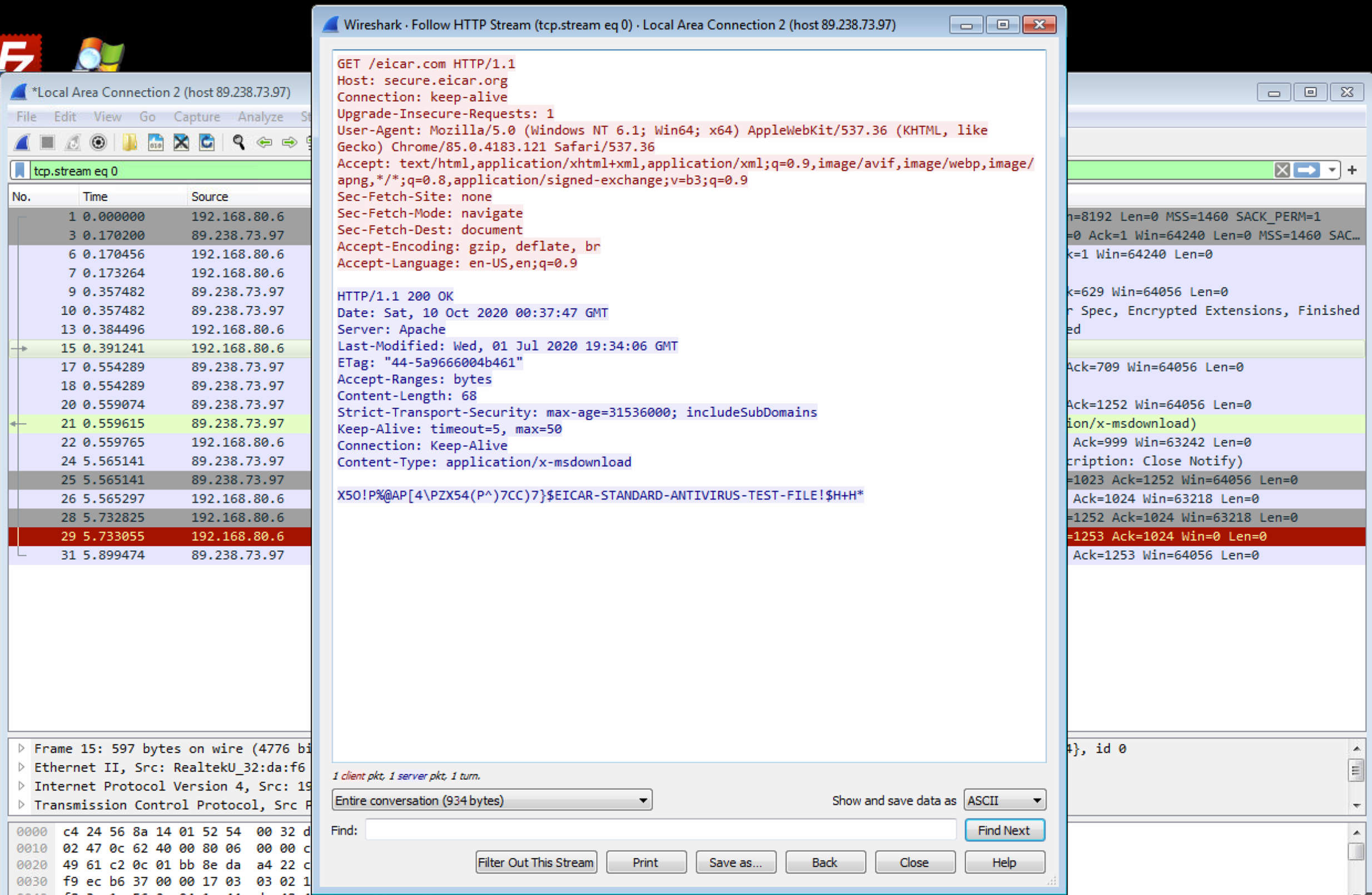 Follow decrypted HTTP Stream.