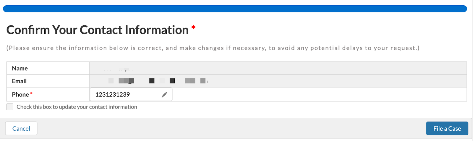 Confirm your Contact Info