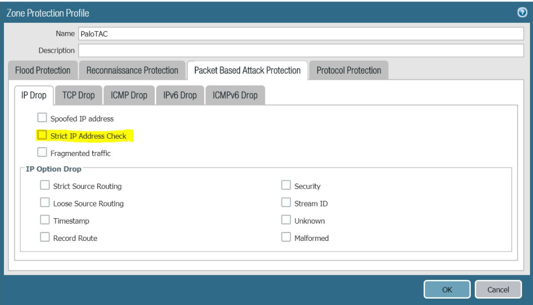 screenshots for unchecked strict ip address check