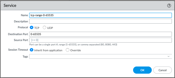 e. 結果として生じるDoSポリシー: