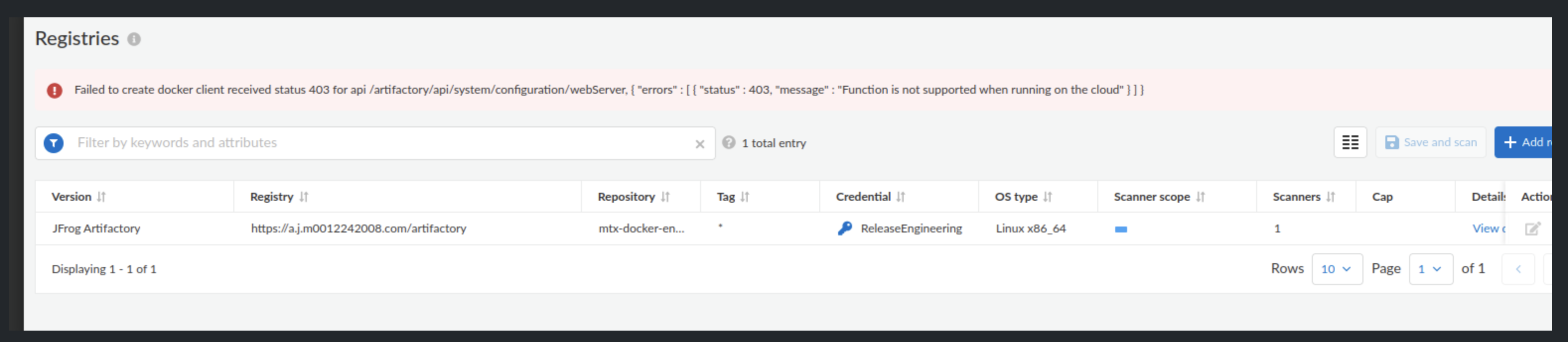 Identifying a JFrog cloud configuration URL