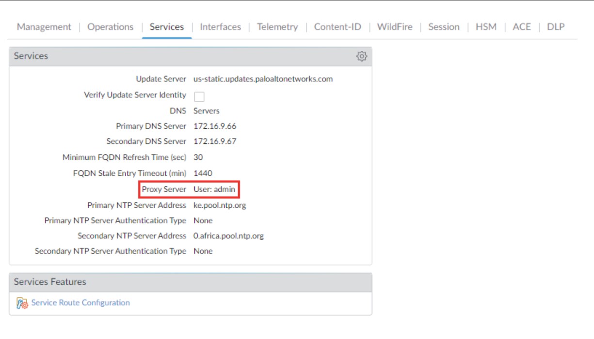 Proxy server configuration