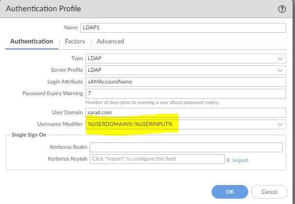 screenshot for username modifier configuration