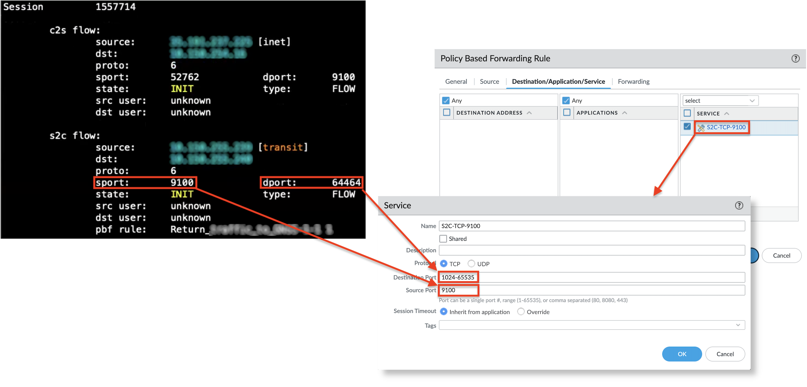 Note: For UDP the destination port will be set to ANY, while for TCP ...