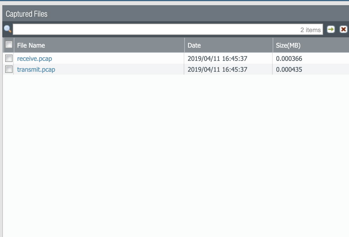 Configure Capturing, 3 files are generated (receive.pcap and transmit.pcap)