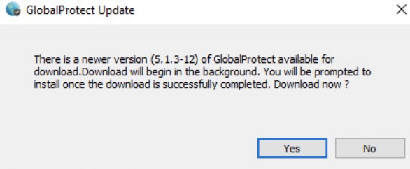 Global Protect Upgrade-Nachricht