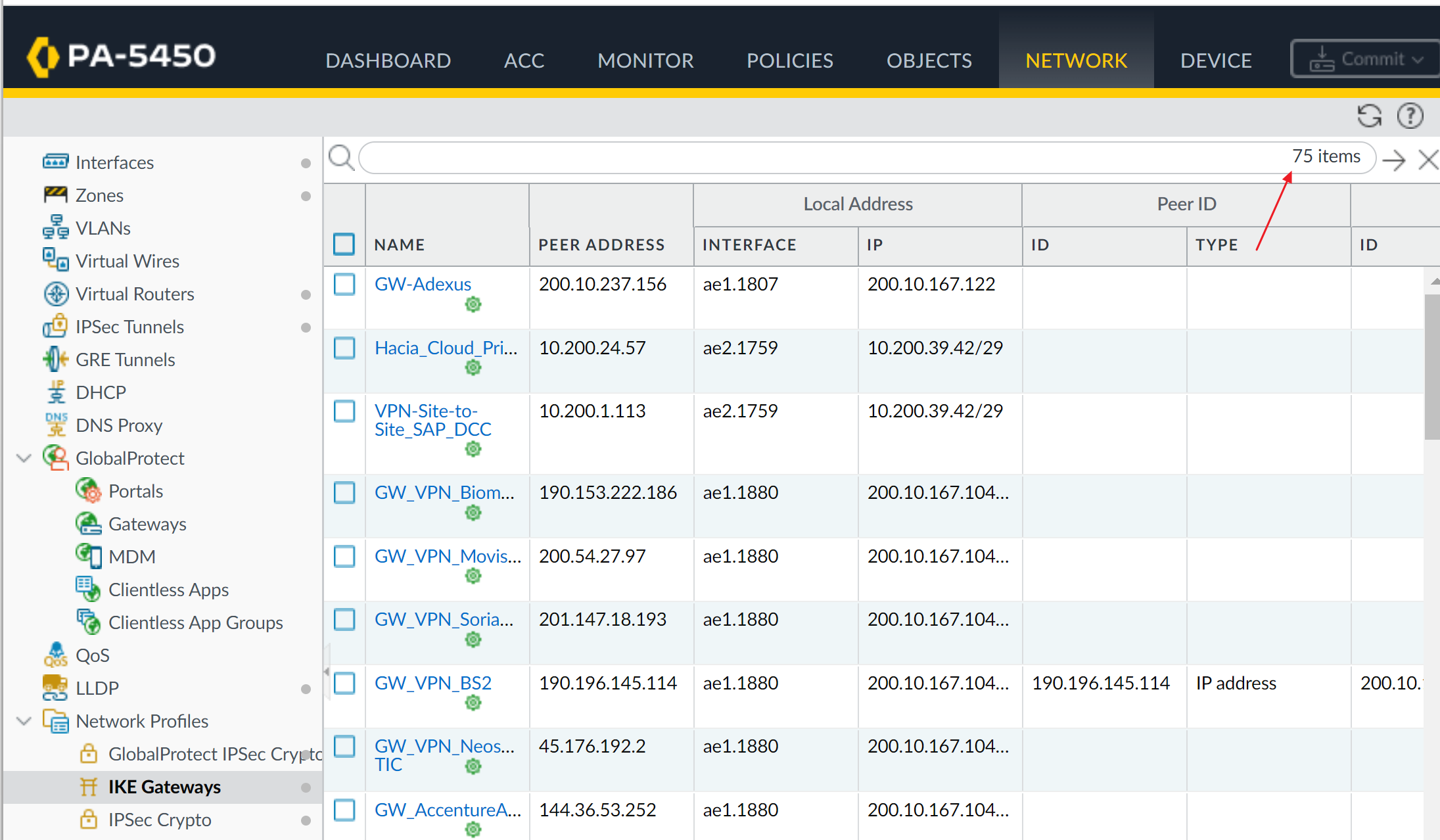 How to check the number of currently configured IKE Gateways.
