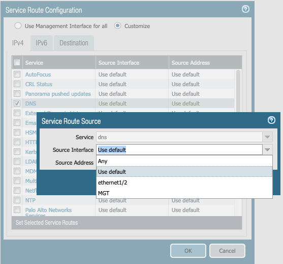 Only interfaces with static IP address are displayed