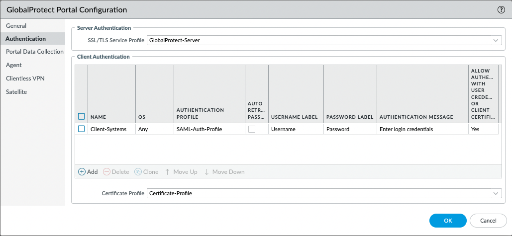Option d’authentification pour tous les OS clients sur site firewall