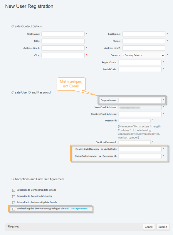 New User Registration form