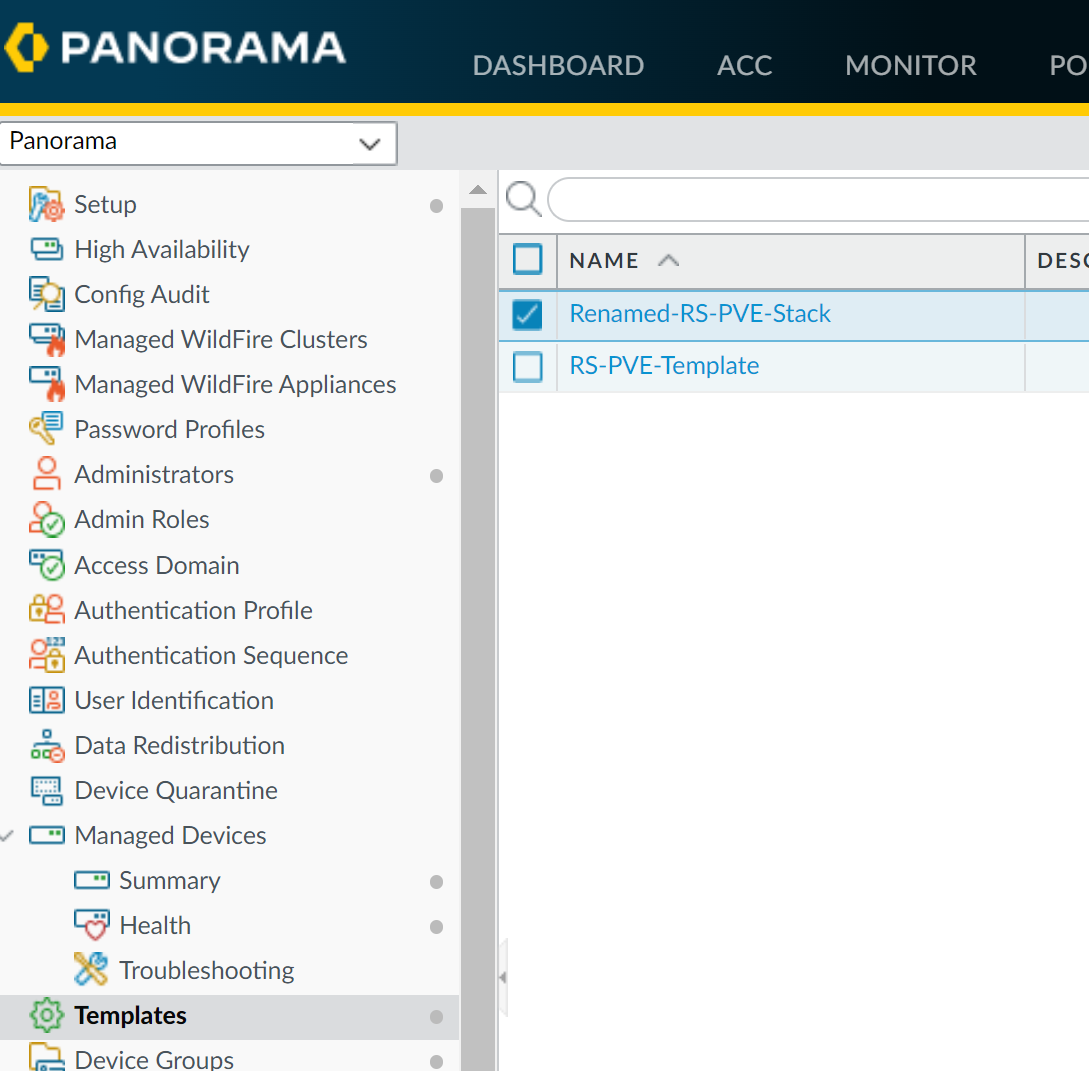 Renamed Template Stack