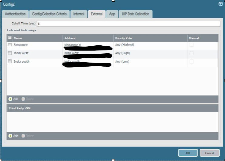 External gateway selection