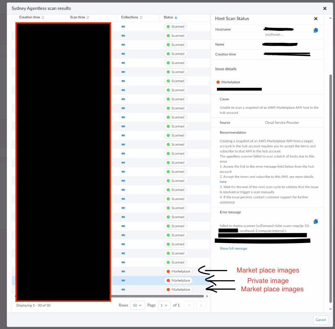 This fails the Scanner to be deployed and console logs the below message: