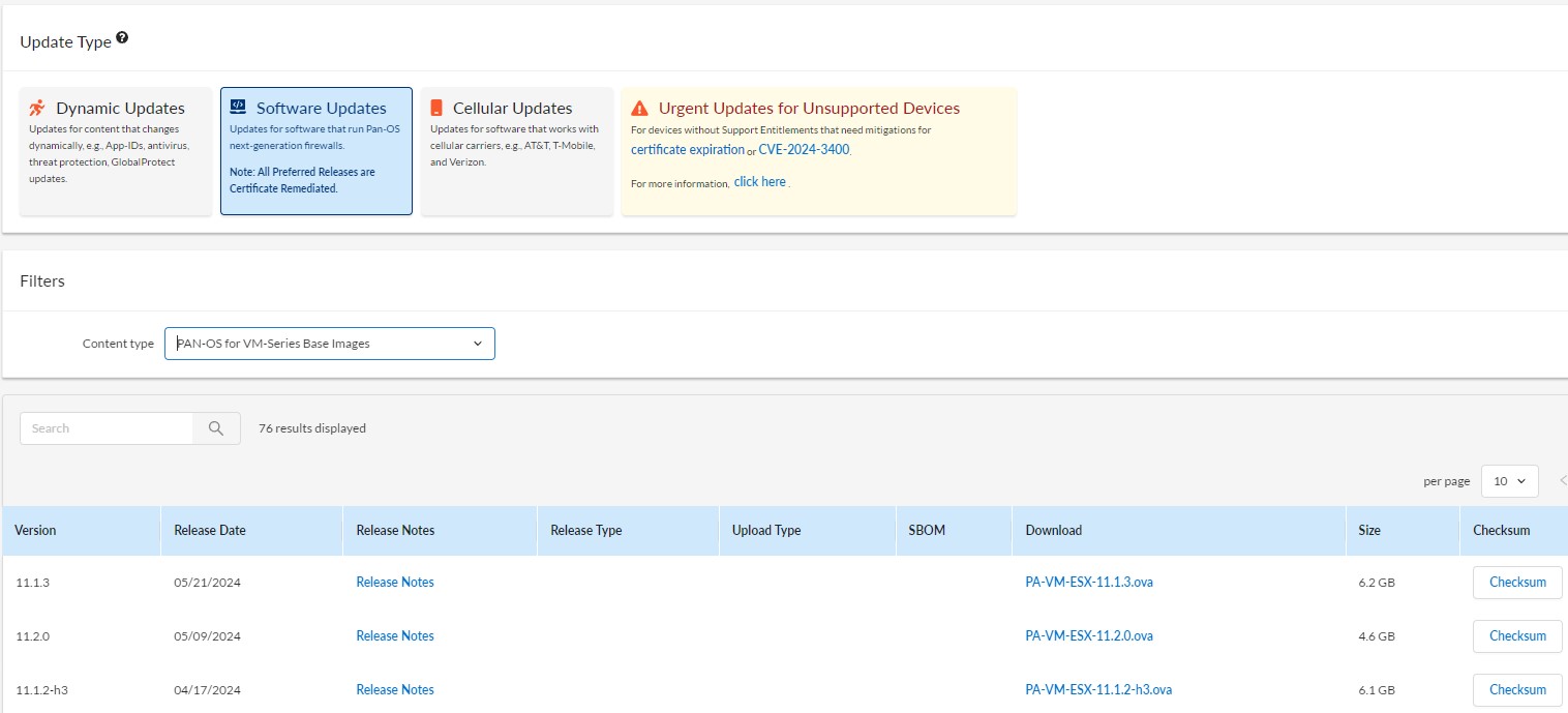 VM Series base images
