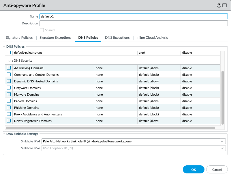 Follow the below steps to enable logging on each of the DNS security ...
