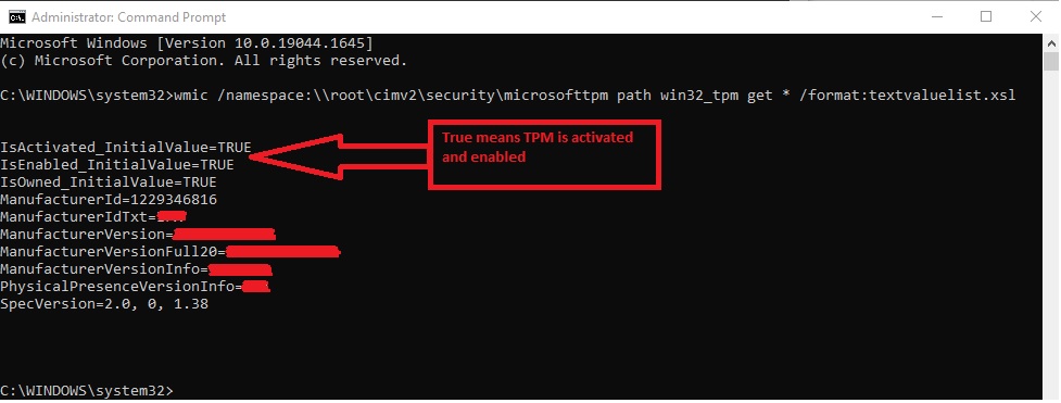TPM Enabled Status check