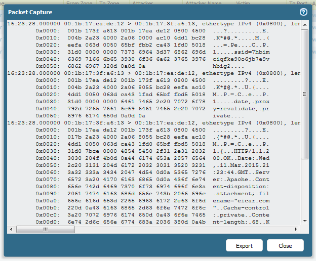 Output of packet capture with SSL decryption turned on