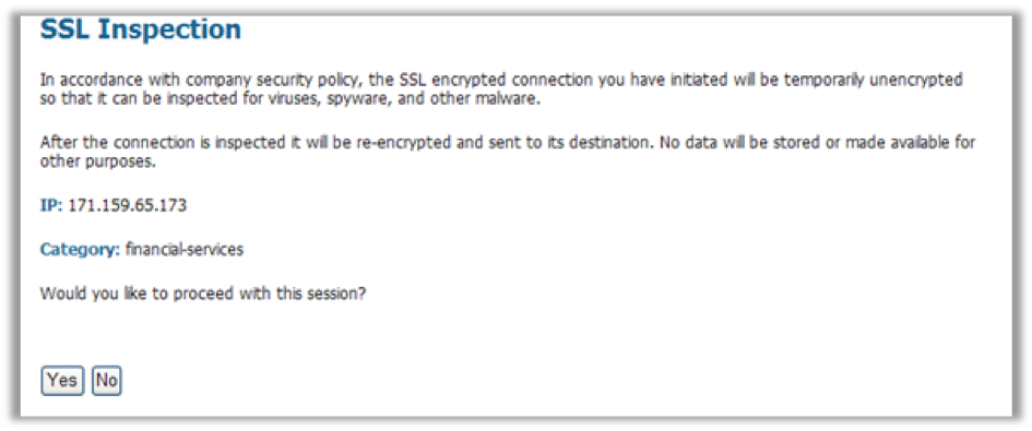 SSL opt-out page being displayed