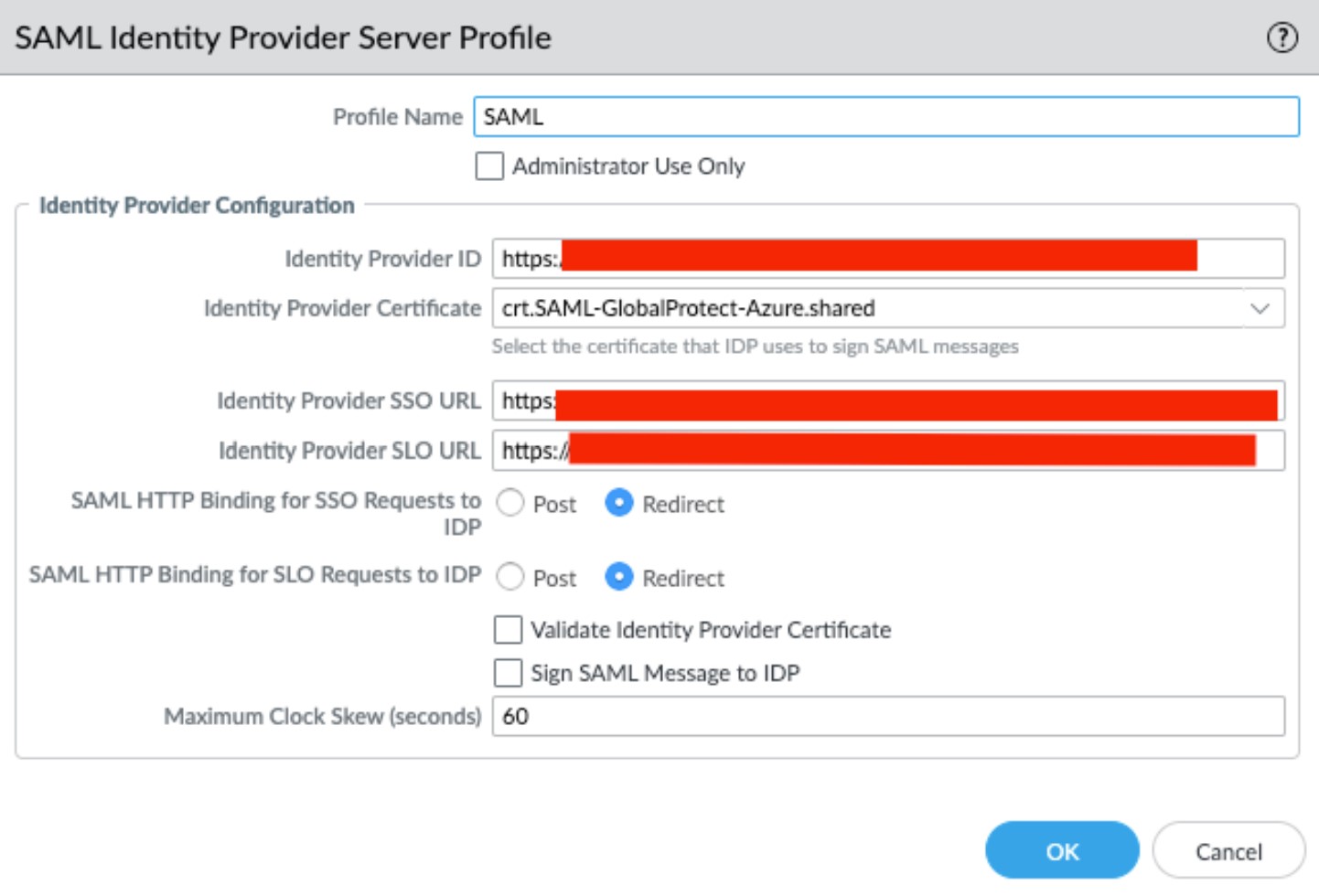 SAML Server Profile