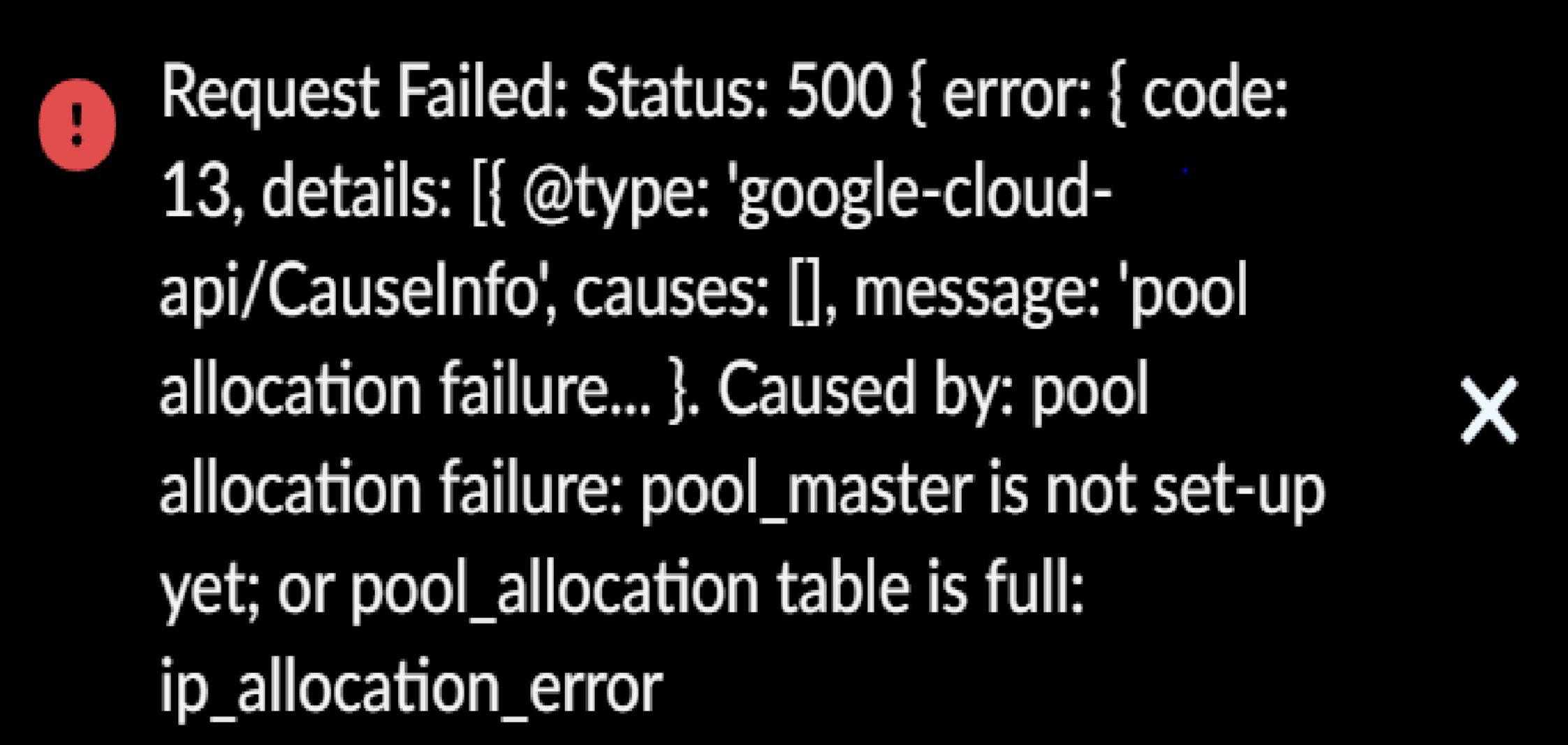 pool allocation failure
