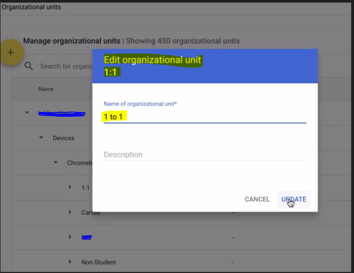 screenshots for edited OU