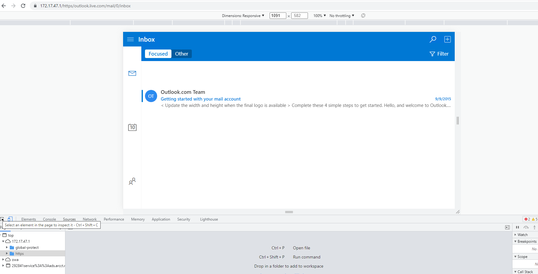 screenshot for email opened in ipad view