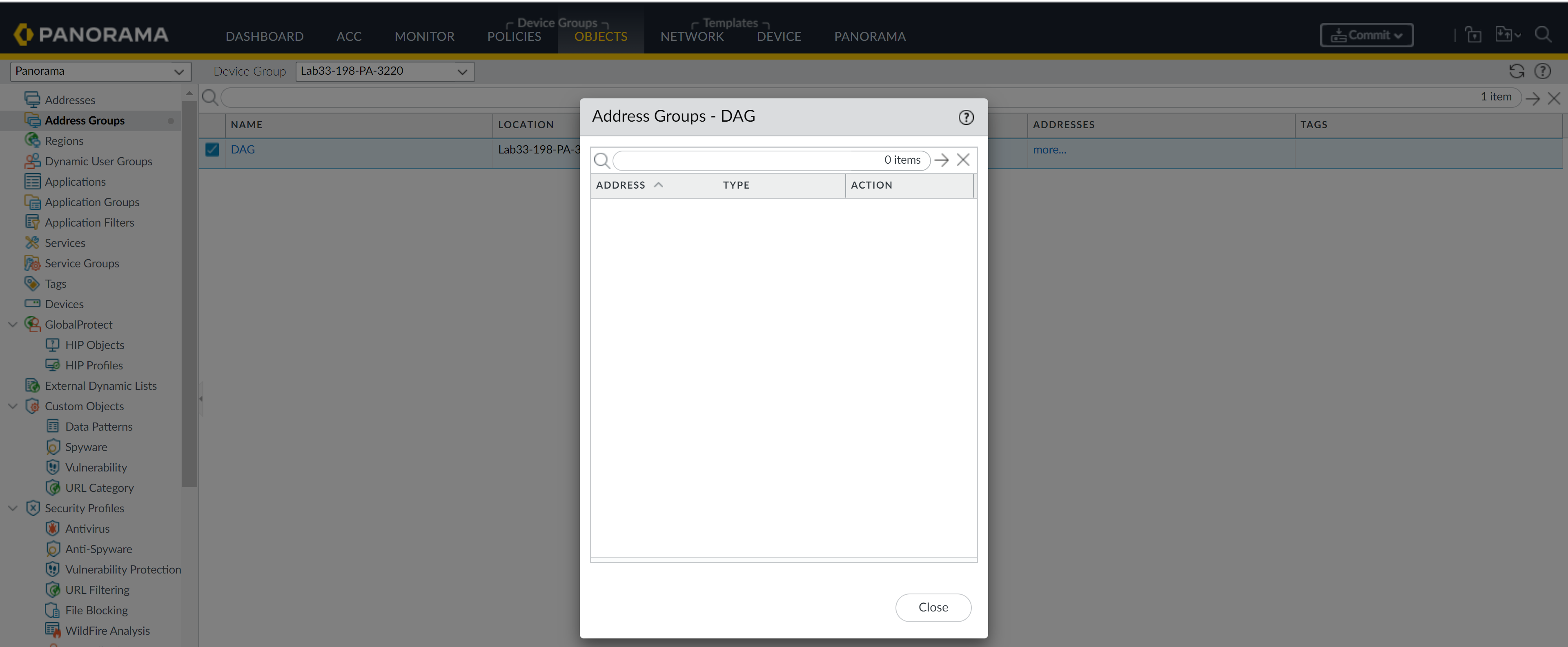Panorama DAG Group missing