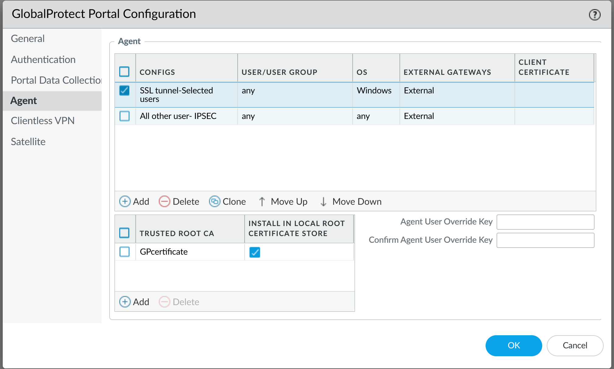 Once the changes are committed, the tunnel information for users is ...
