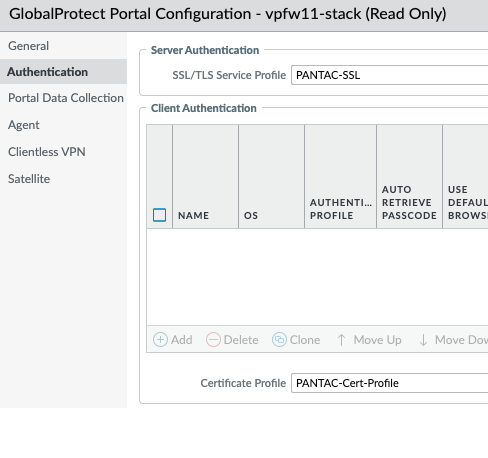 GP Portal authentication profile